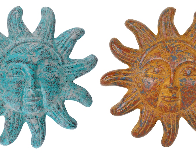 Vintage Carved Wood Sun Wall Art, Vintage Artsy Blue Wooden 3 ...