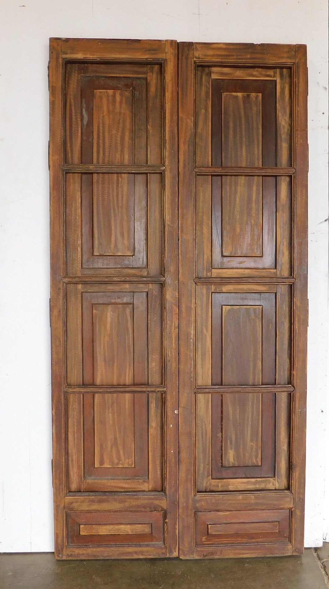Antique Pair Mexican Old Doors-#424-primitive-rustic-35.5x72.5x2 ...