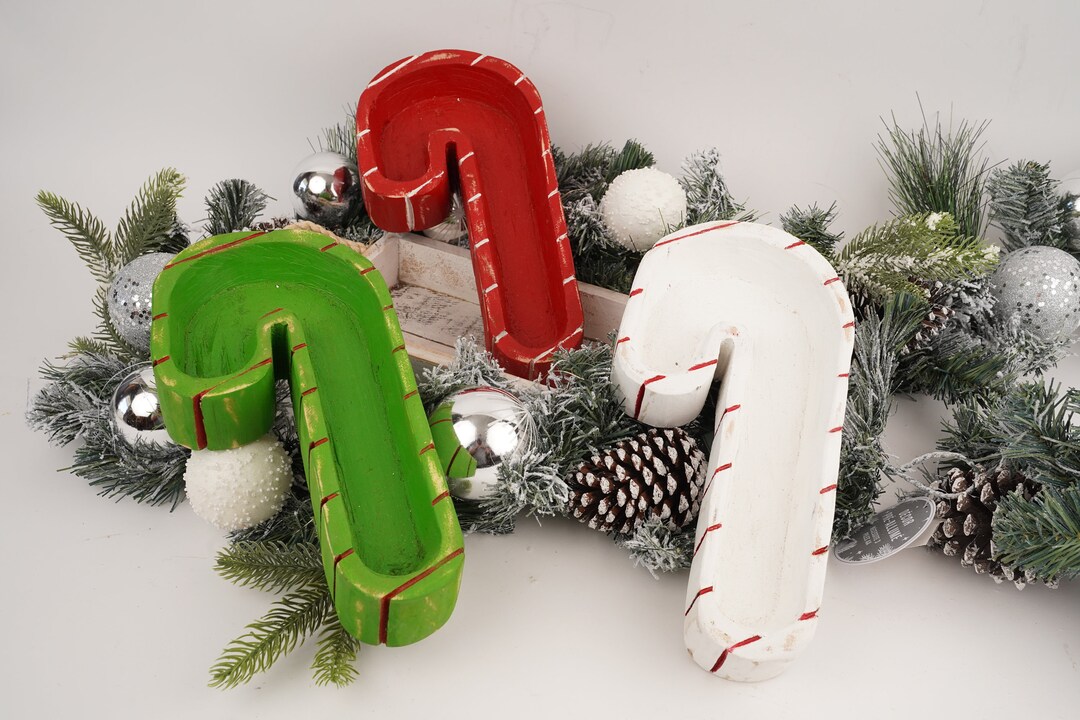 Jolly Candy Cane Bowl-6x12-candle Ready-xmas Candy Cane-beautiful-new ...