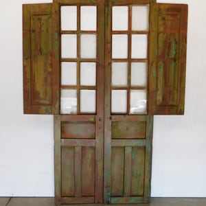 Antique Pair Carved Mexican Old Doors-glass-#80-primitive-rustic-39x81 ...