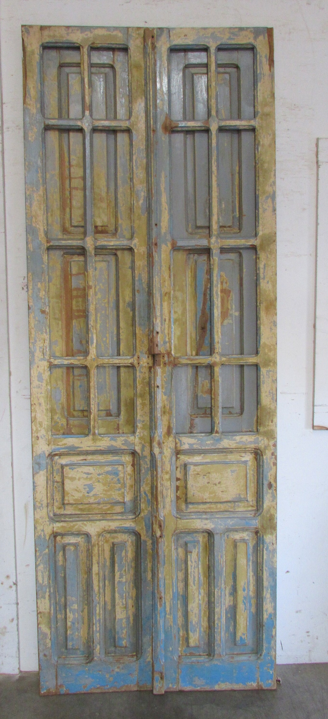 Antique Pair Mexican Old Doors-#143-primitive-rustic-35.5x96.5x2 ...