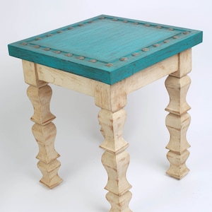 Turquoise Creek Western End Table-western-vintage Look-rustic-silver ...