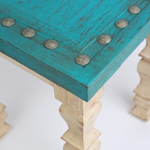 Turquoise Creek Western End Table-western-vintage Look-rustic-silver ...