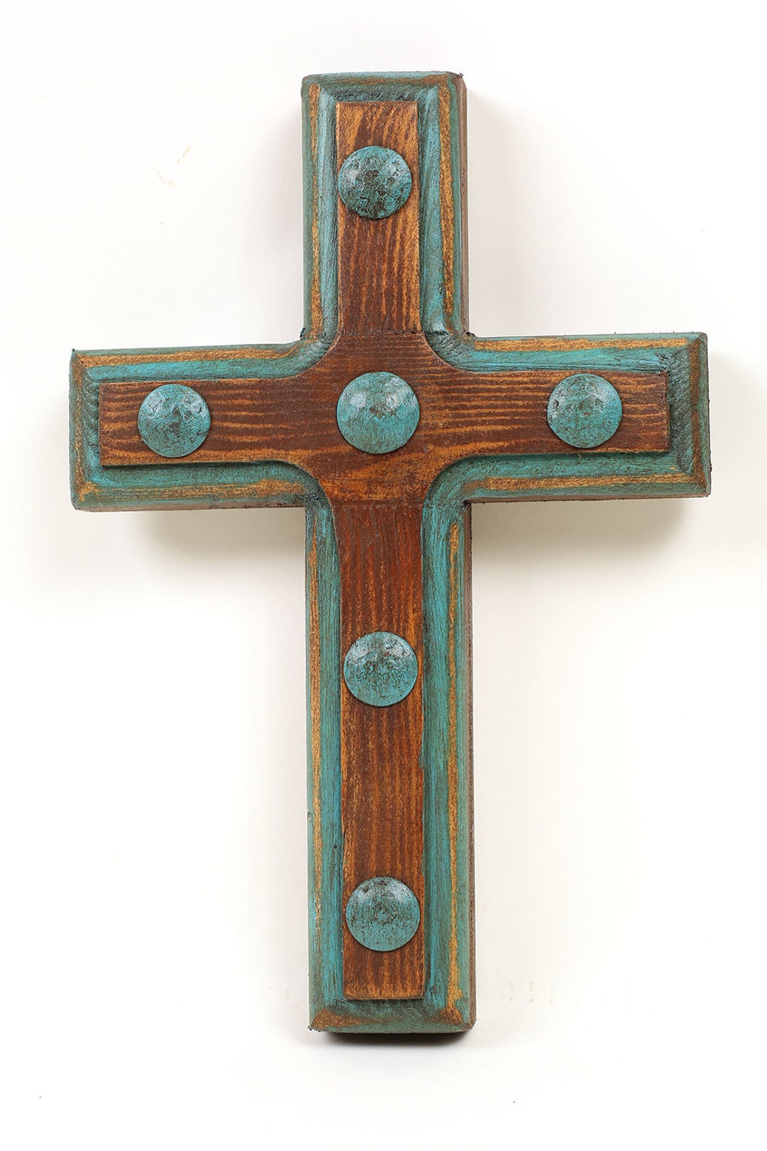 Santa Fe Cross-8x12 Inches-iron Clavo Accents-clavos-handmade-wood ...