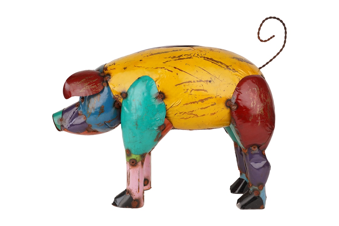 Pablo the Colorful Metal Pig-garden Decor-farmhouse-yard Metal Art ...