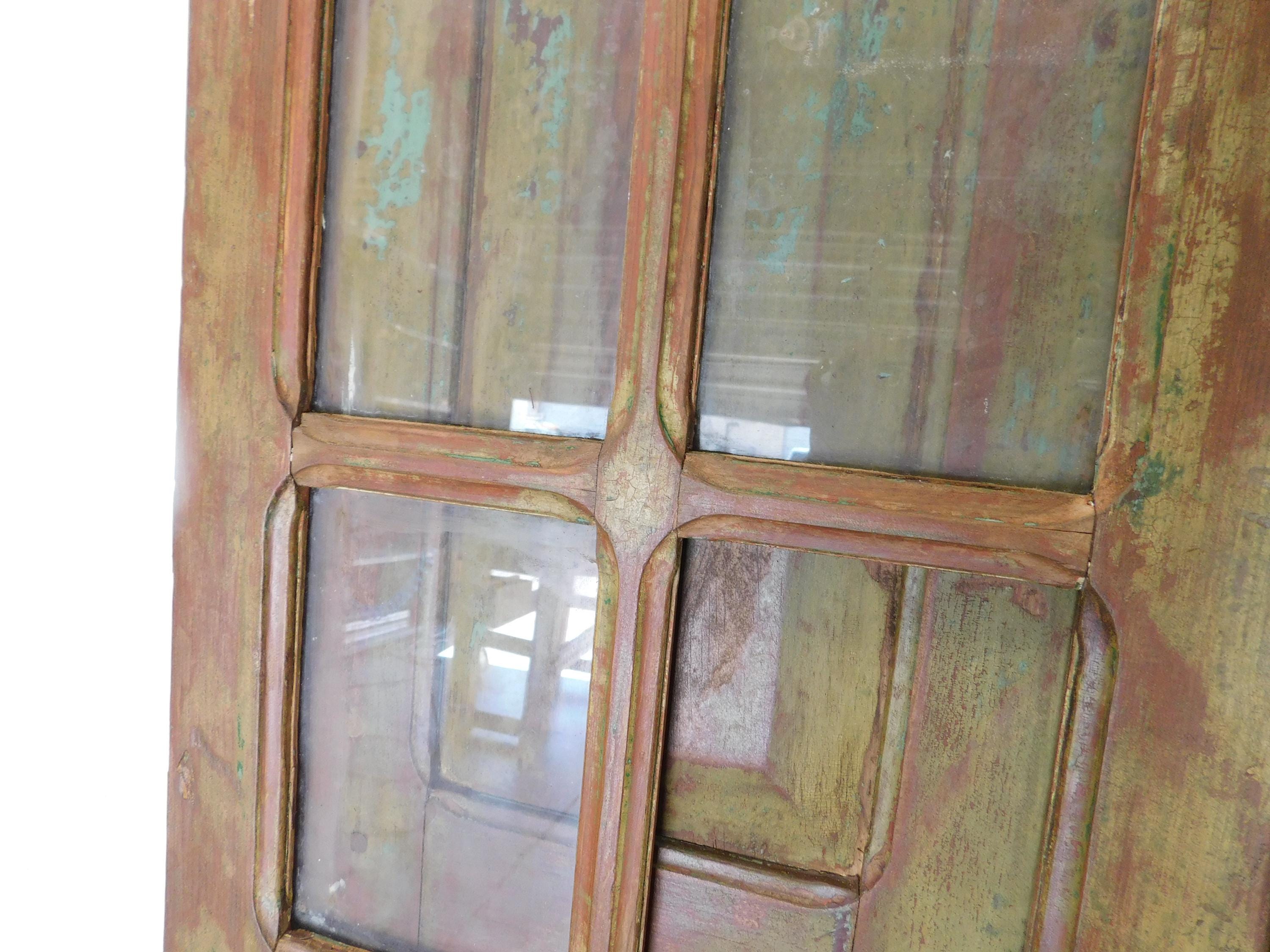 Antique Pair Carved Mexican Old Doors-glass-#80-primitive-rustic-39x81 ...