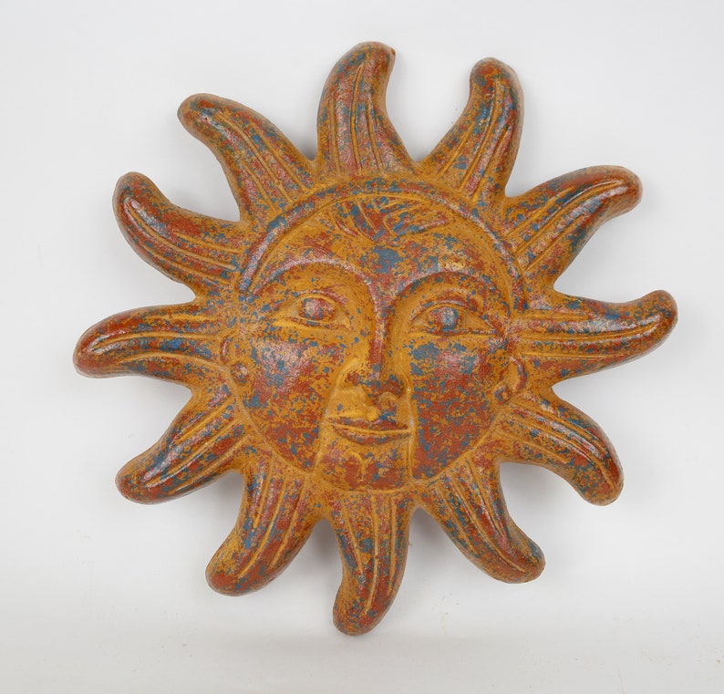 Clay Sun-12 Inch-hand Painted-garden-handmade-garden Decor-wall-patio ...