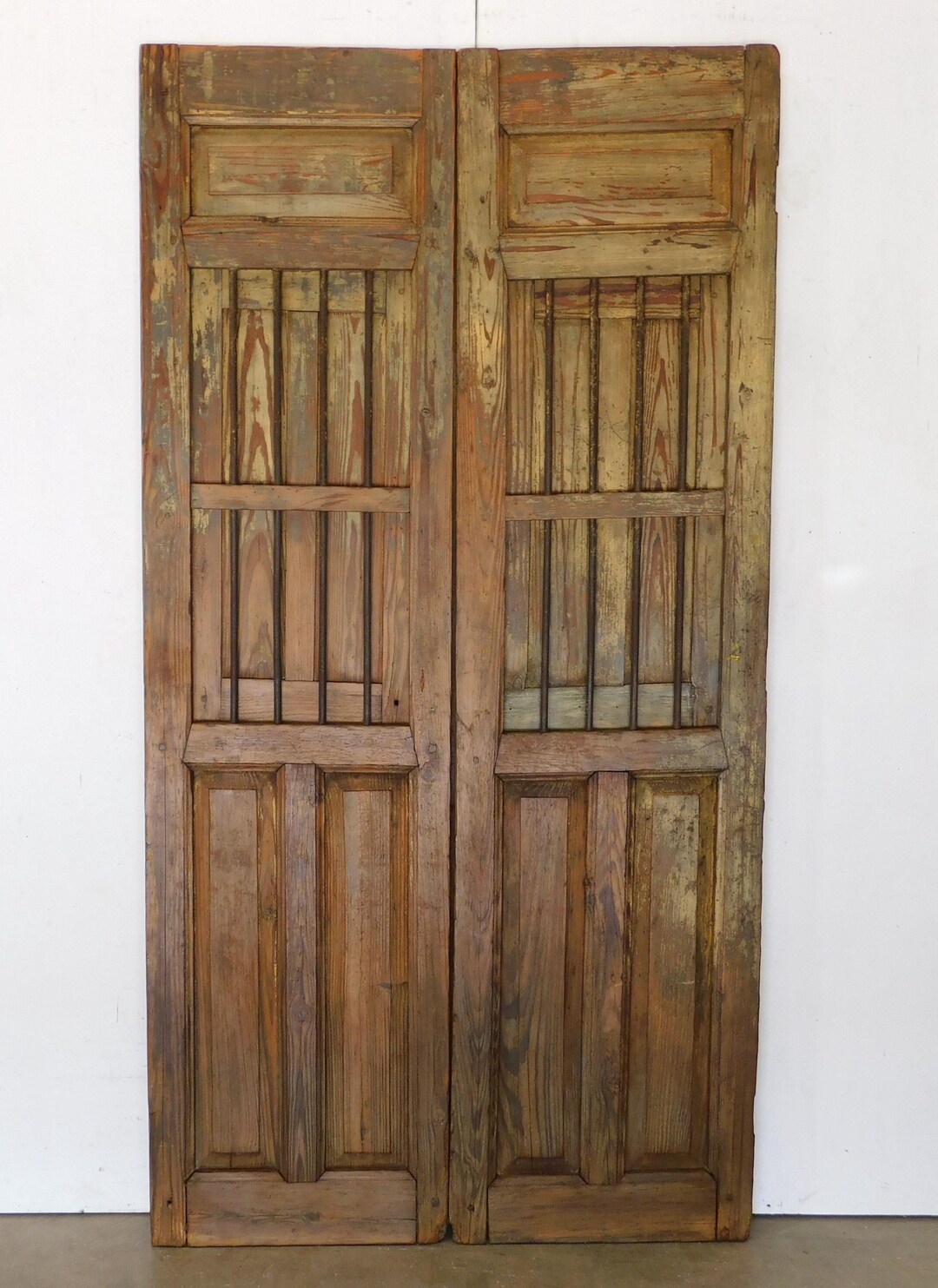Antique Pair Mexican Old Doors #69-rustic-43.5wx84lx1.5d Inches ...