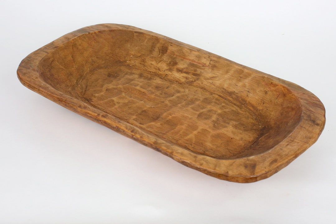 Rustic Wooden Dough Bowl-batea-wood-farmhouse Trencher-handmade-11-12w ...