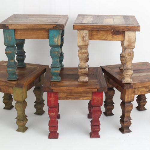 Reclaimed Wood Rustic End Table-western-vintage - Etsy