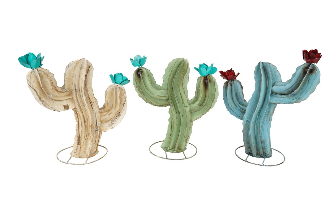 Curvy Medium Colorful Metal Cactus-hand Painted-garden-handmade-garden ...