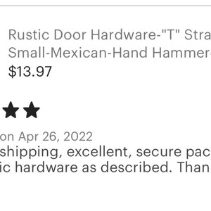 Rustic Door Hardware-"t" Strap Small-mexican-hand Hammered-accents-iron ...