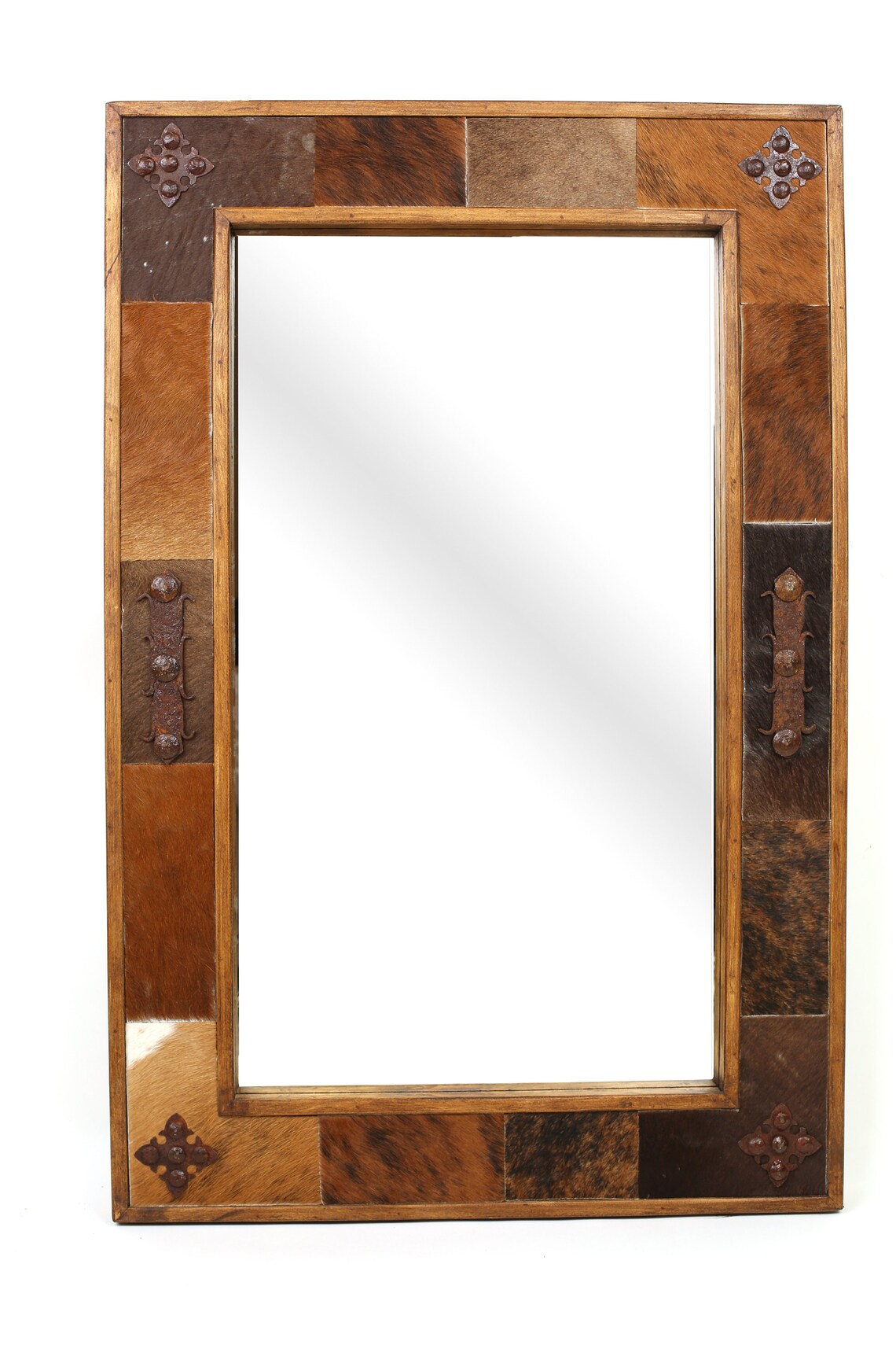 Cody Cowhide Mirror-wood-handmade-rustic-western-accent Mirror-wall ...