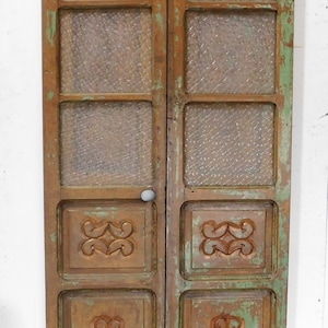 Antique Pair Carved Mexican Old Doors-glass-#431-primitive-rustic-35x78 ...
