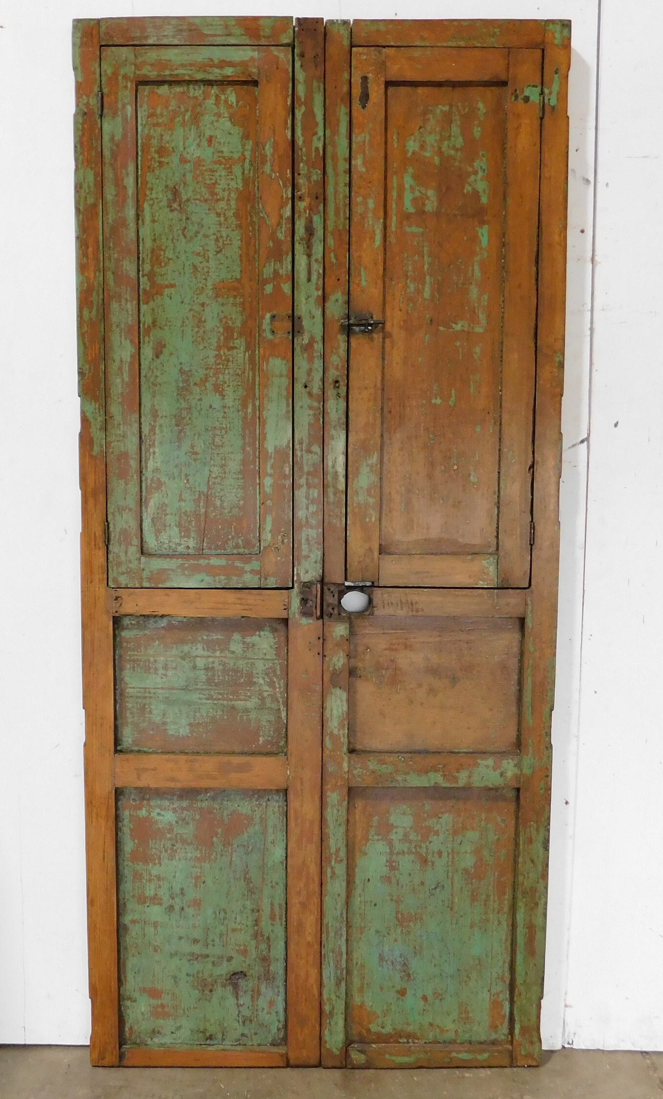 Antique Pair Carved Mexican Old Doors-glass-#431-primitive-rustic-35x78 ...