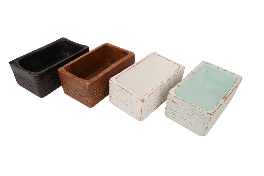 Aztec Rectangular Candle Vessel-quad Pack-4.5 X 8 X 3 Inches-handmade ...