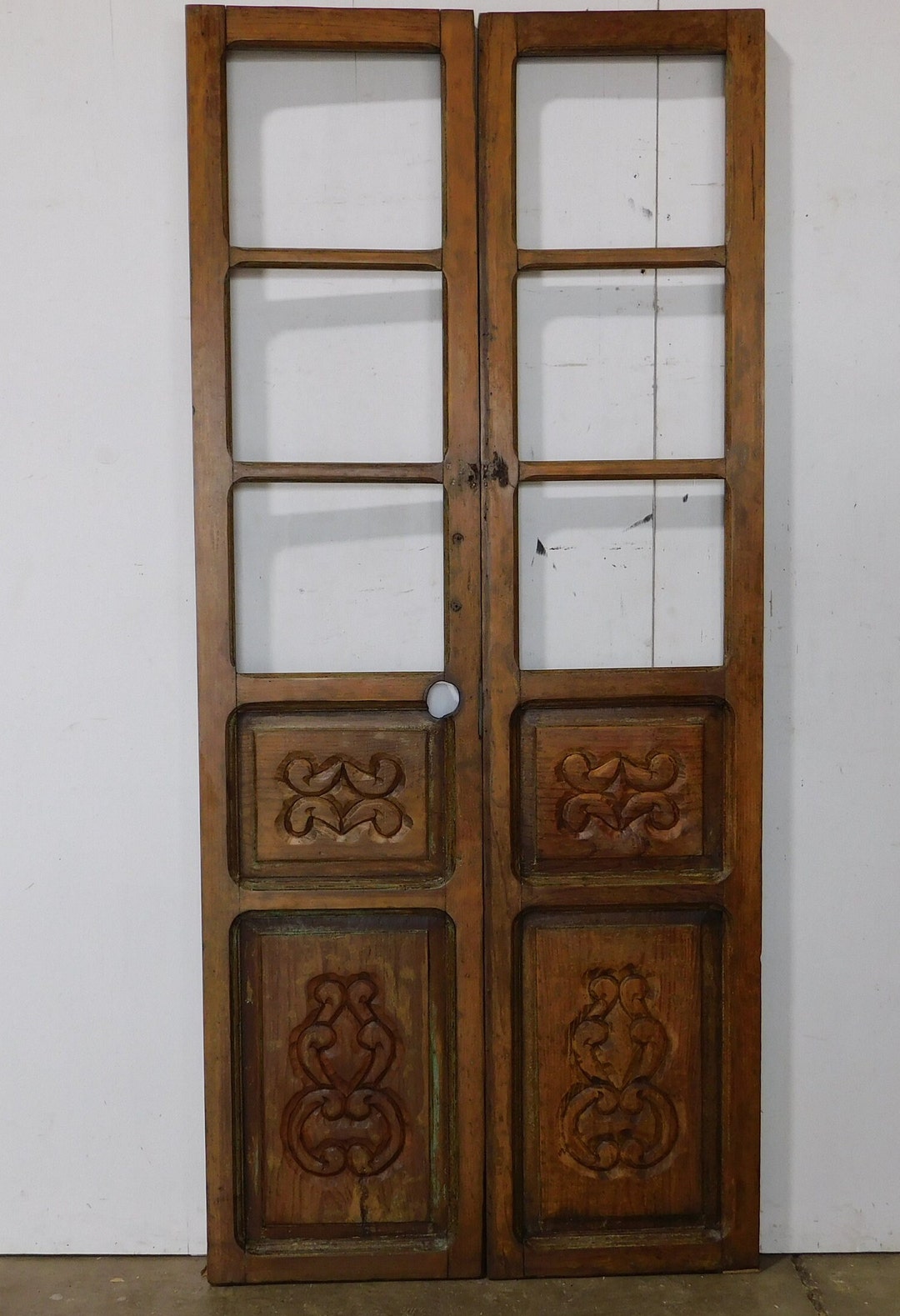 Antique Pair Mexican Carved Doors #313-rustic-35.5wx79lx2d Inches ...