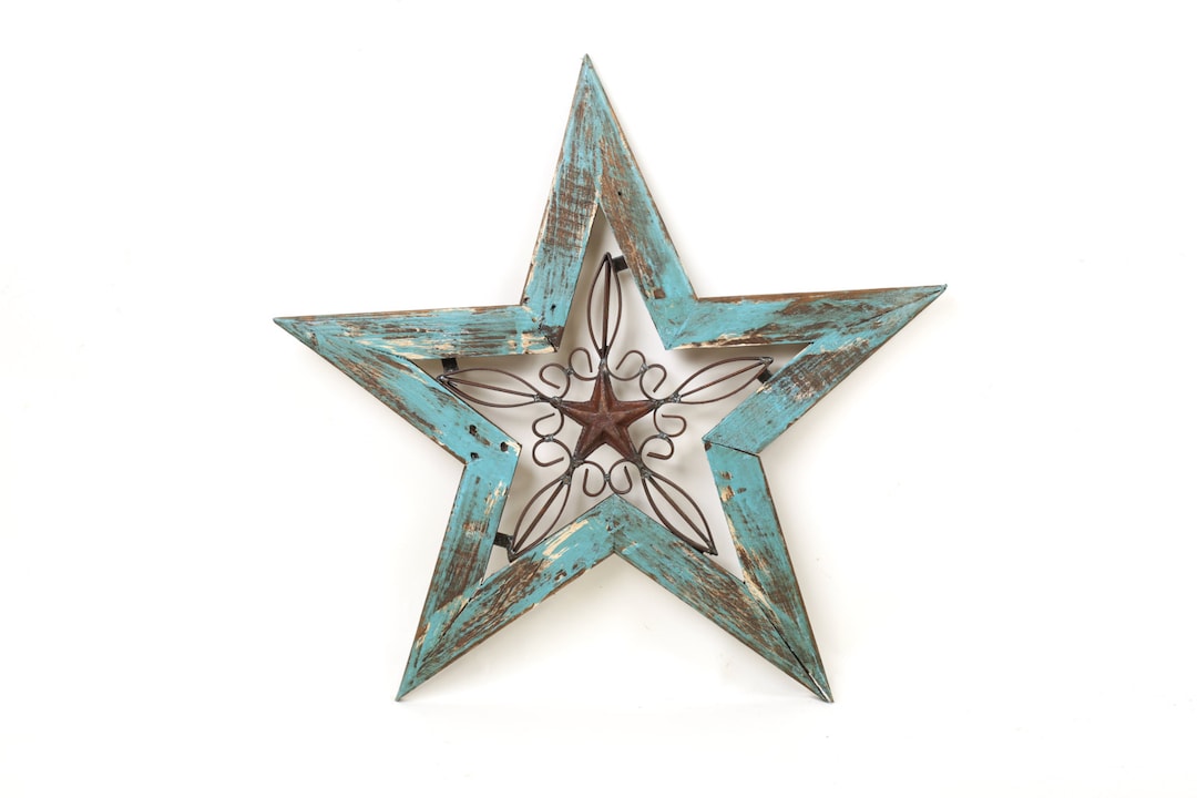 Texas Star-wood and Metal-handmade-20x20--wood & Iron-wall Decor ...