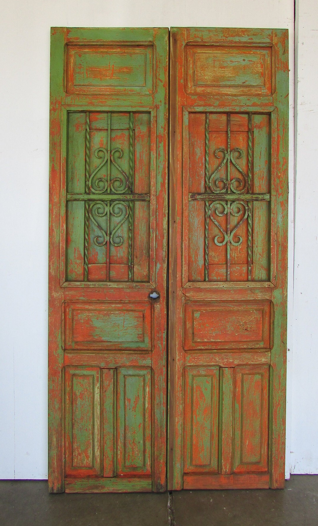 Antique Pair Mexican Old Doors-#021-primitive-rustic-35.5x69x2 ...