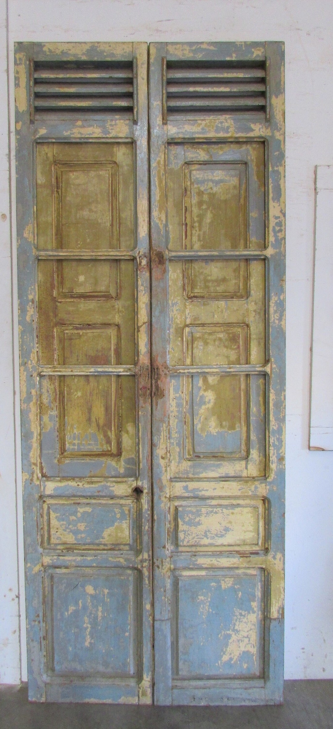 Antique Pair Mexican Old Doors-#142-primitive-rustic-39x98.5x2 ...
