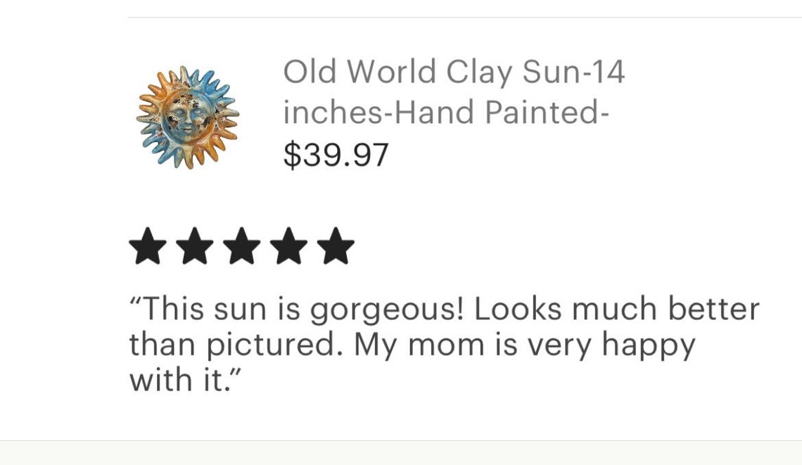 Old World Clay Sun-14 Inches-hand - Etsy