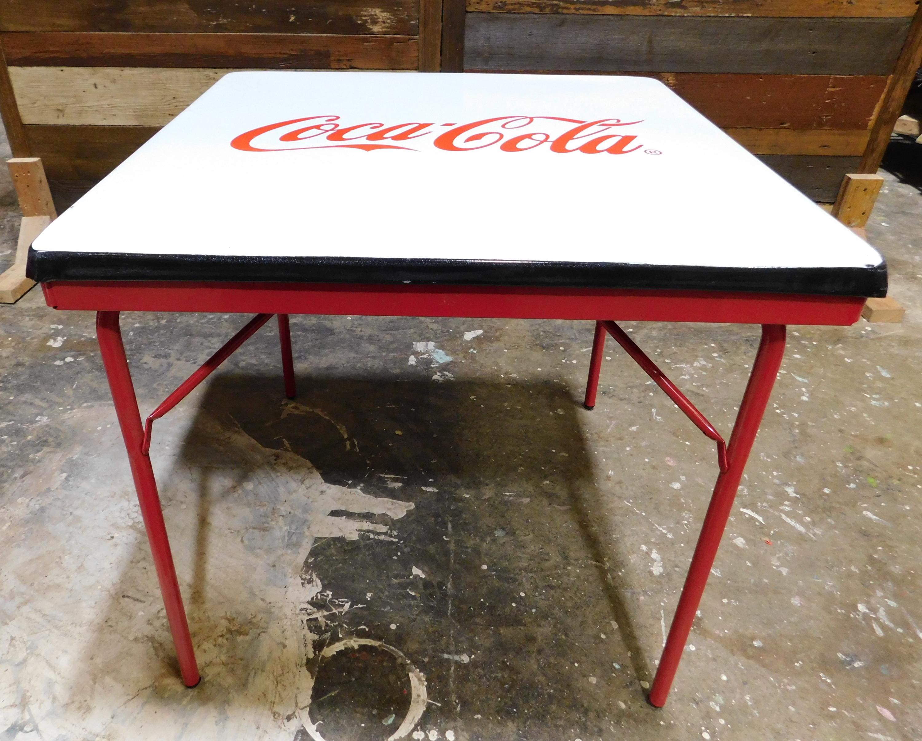 Coca Cola Complete Metal Table and 4 Foldable Chairs-porcelain-mexican ...