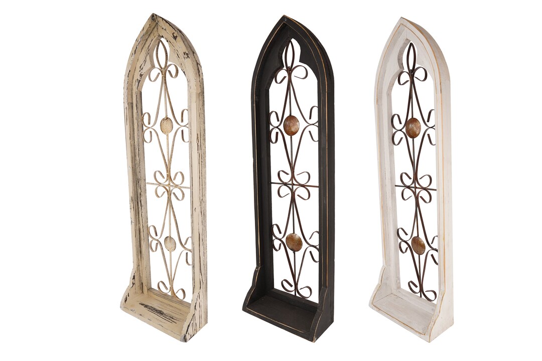 Memphis Wall Decor Window With Shelf-iron Scroll-farmhouse-garden-11x38 ...
