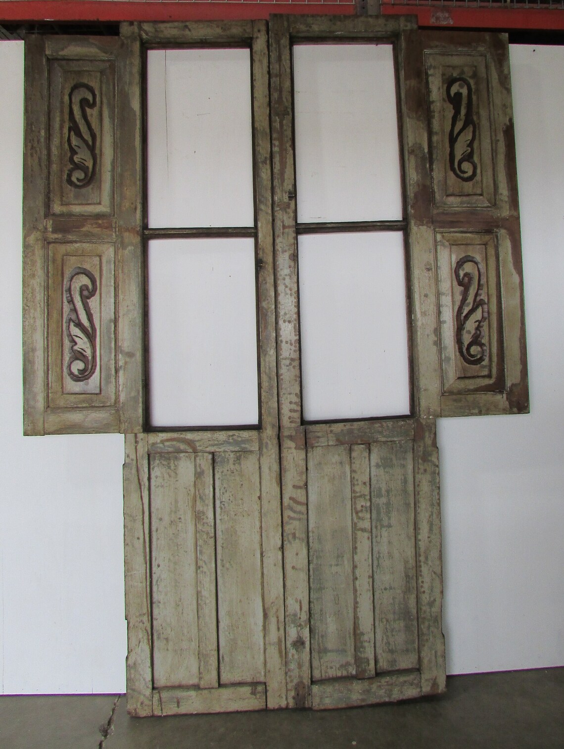 Antique Pair Carved Mexican Old Doors-#65-primitive-rustic-44.5x99 ...