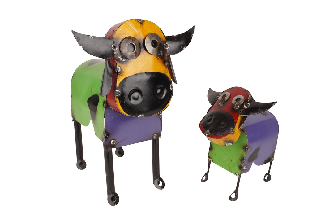 Colorful Metal Cow-yard Art-decor-farmhouse-yard Metal Art-garden-patio ...