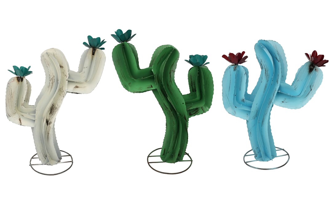 Curvy Large Colorful Metal Cactus-hand Painted-garden-handmade-garden ...