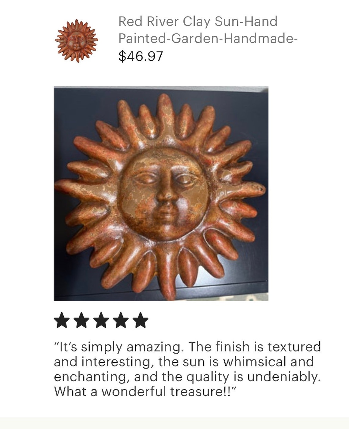 Red River Clay Sun-hand Painted-garden-handmade-garden - Etsy