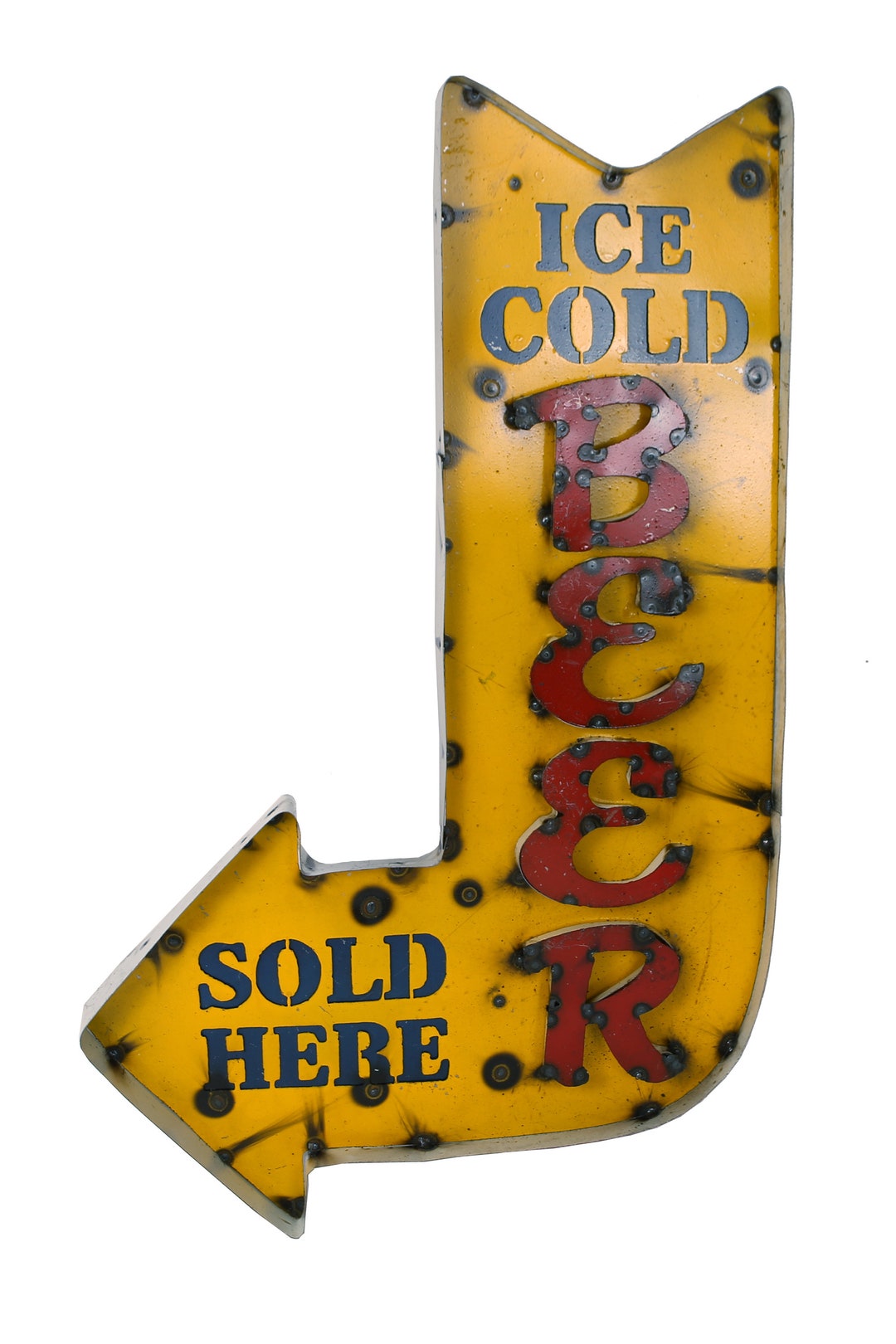 Ice Cold Beer Arrow Recycled Metal Sign-21wx34hx3d Inches-art-garden ...