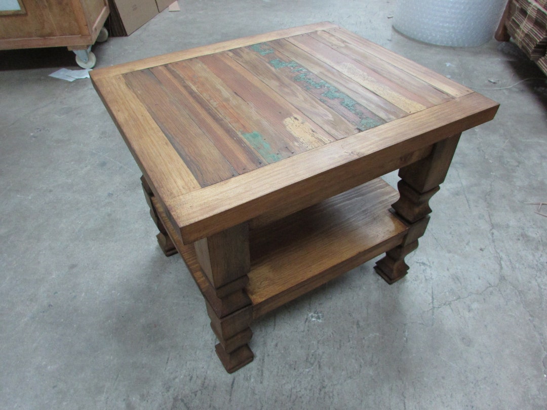 Reclaimed Wood End Table-22h X 22W X 26D In-western-vintage Look-rustic ...