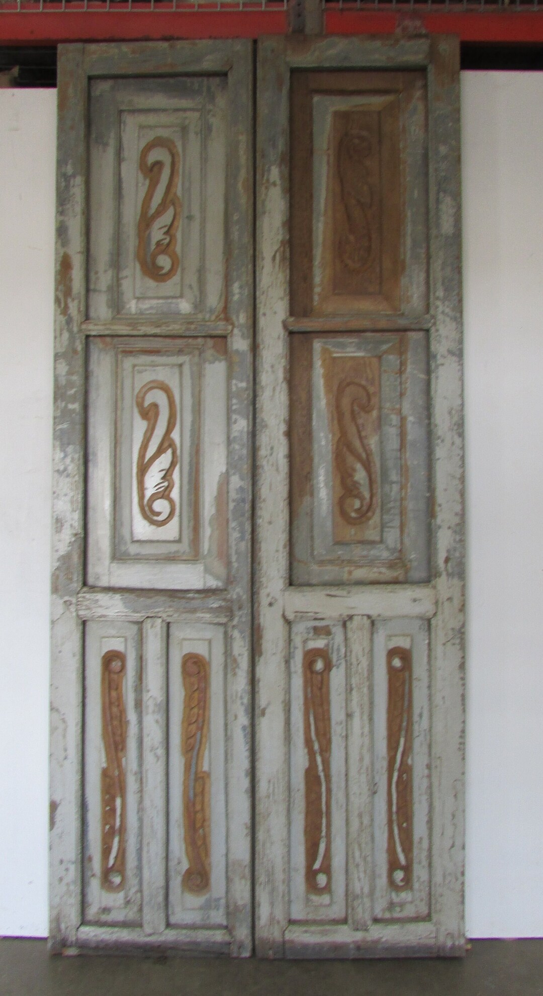 Antique Pair Carved Mexican Old Doors-#148-primitive-rustic-44x98.5 ...
