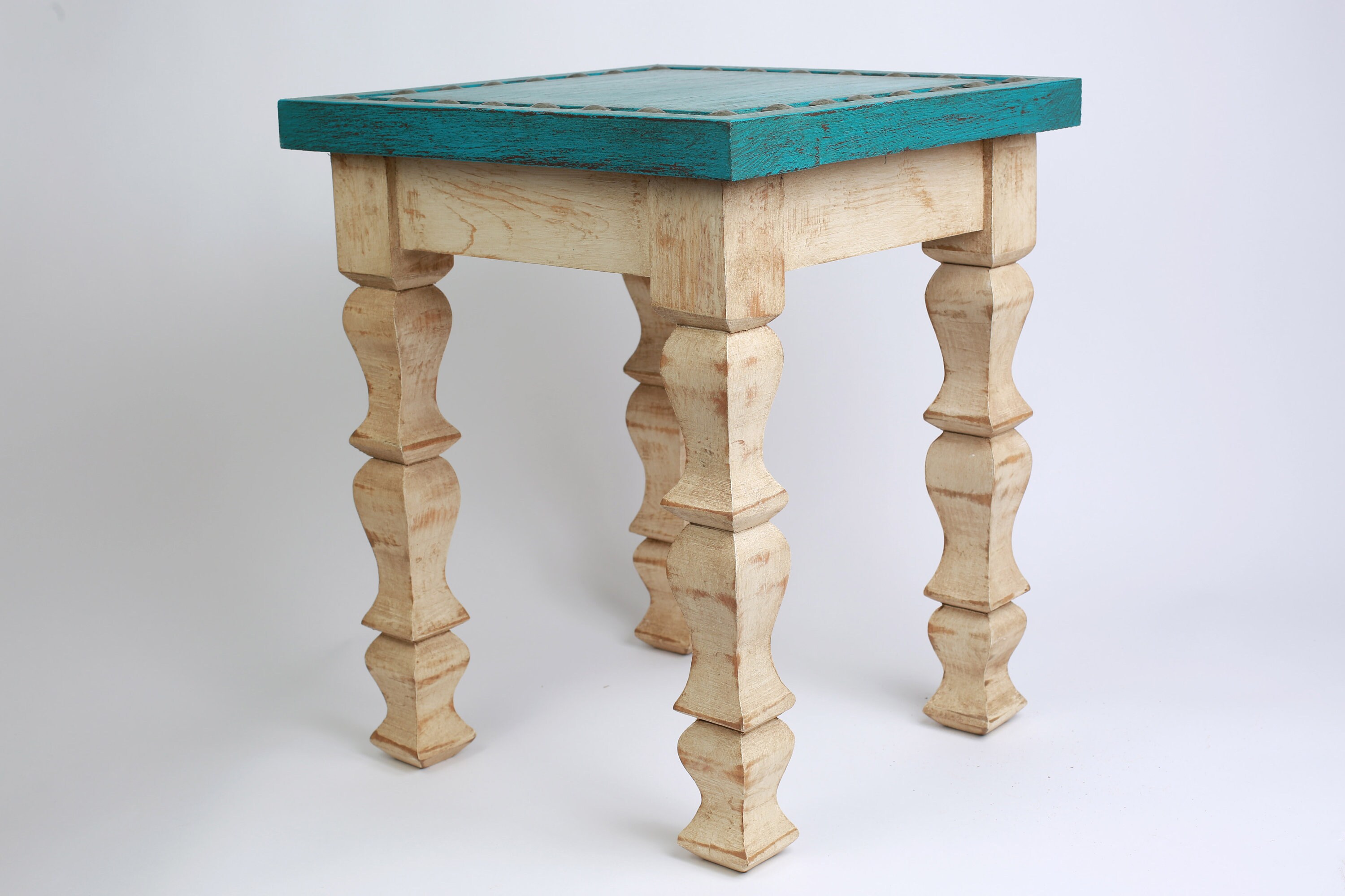 Turquoise Creek Western End Table-western-vintage Look-rustic-silver ...