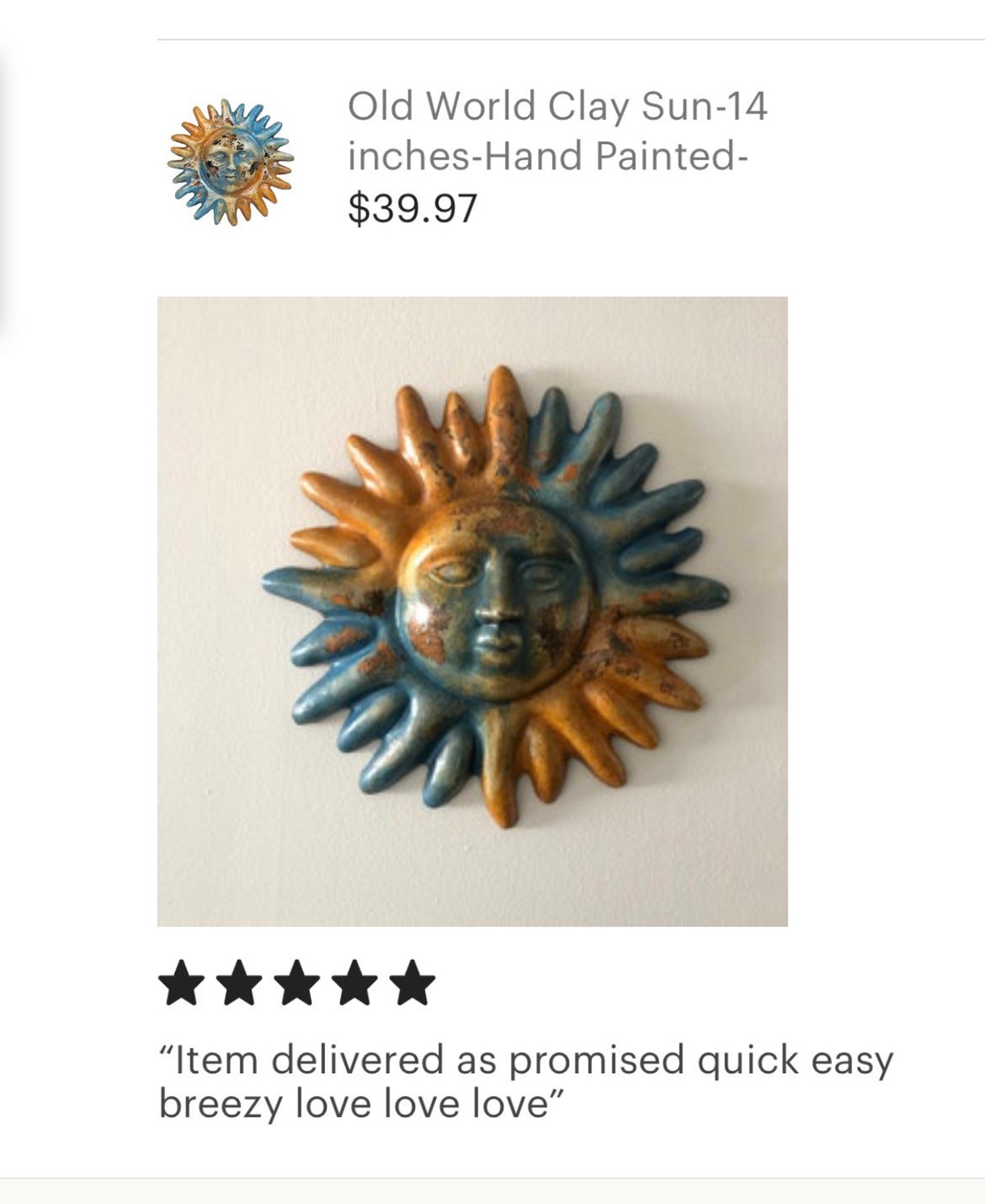 Old World Clay Sun-14 Inches-hand - Etsy