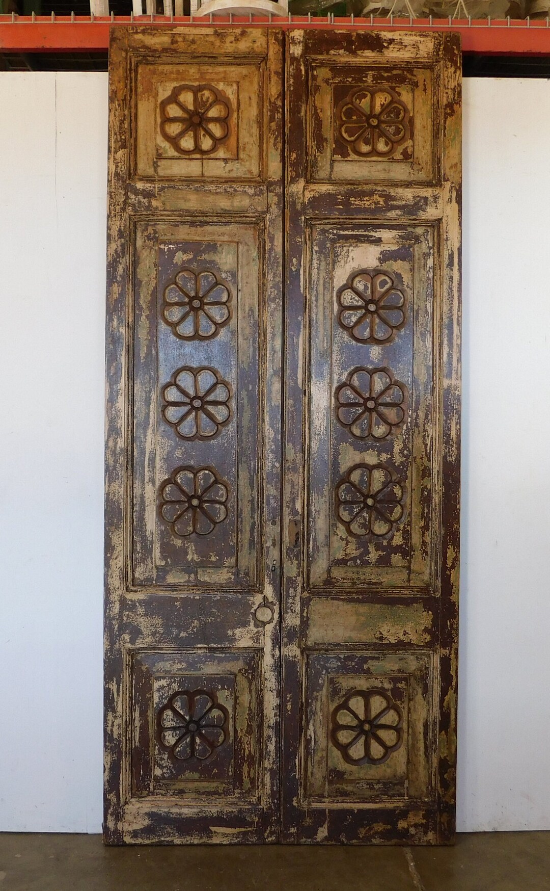 Antique Pair Mexican Carved Doors #309-rustic-43.5wx101.5lx2d Inches ...