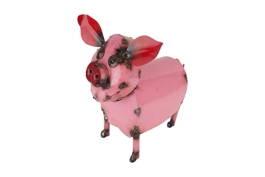 Rosie the Pink Pig-metal-garden-yard Art-8x13x16h-handmade-metal Art ...