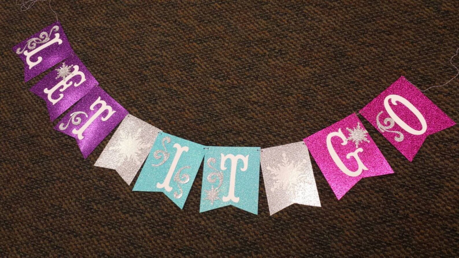 Birthday Banner, Frozen, Let It Go, Glitter Paper, Party Decoration - Etsy