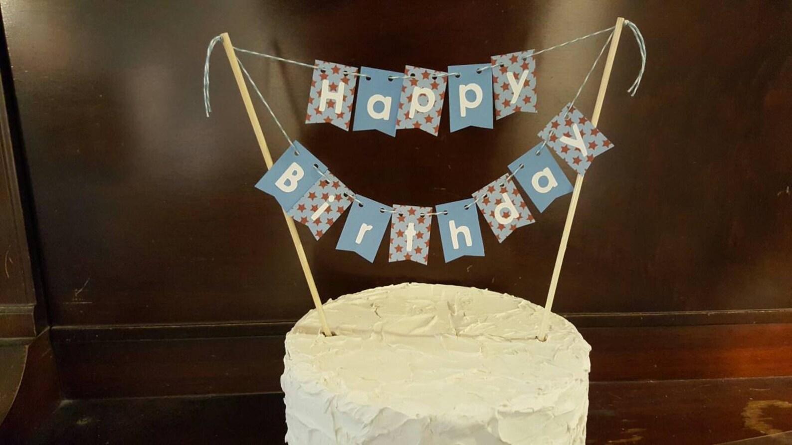 Cake Bunting red Star Happy Birthday Blue and | Etsy