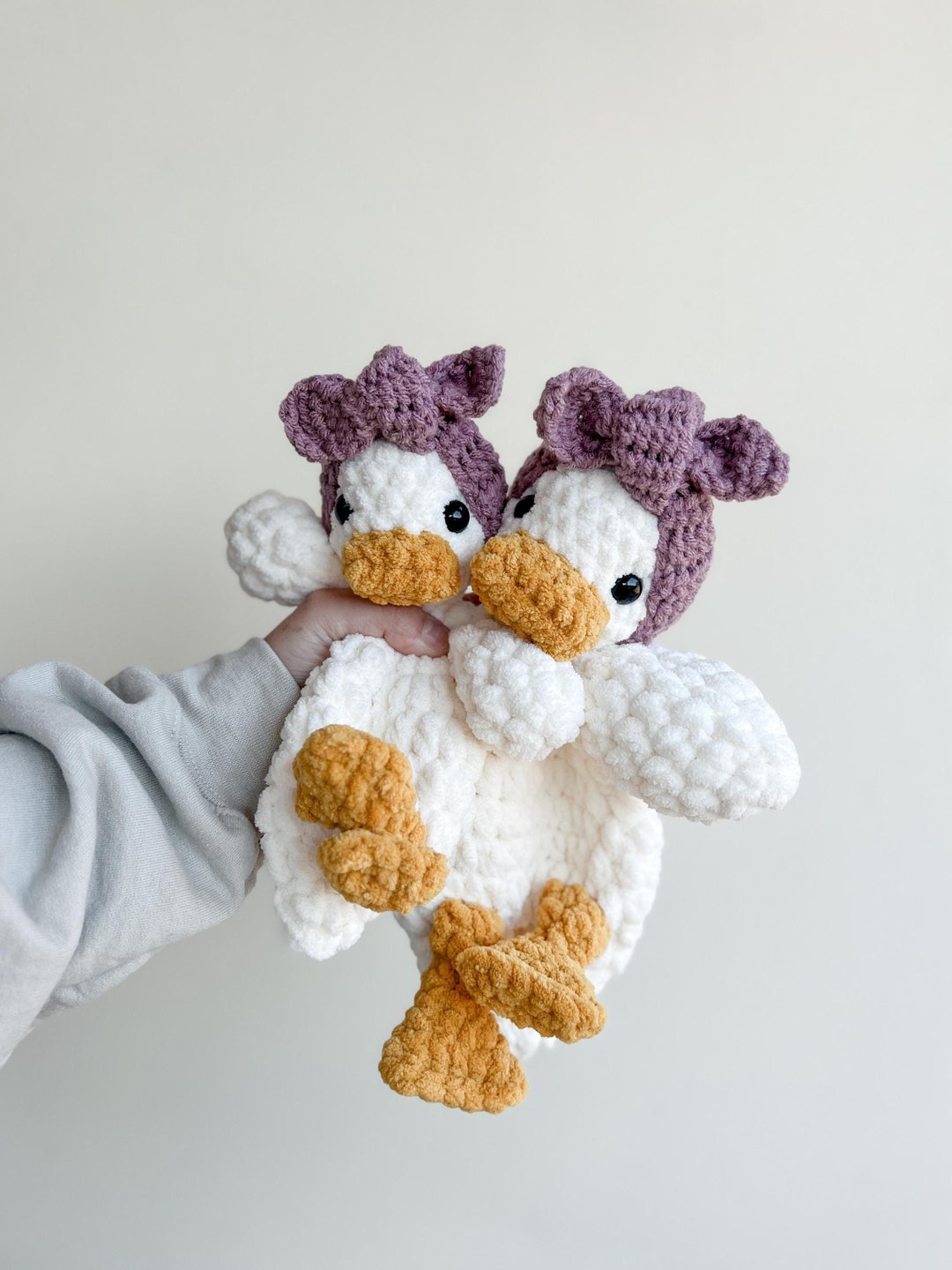MADE TO ORDER Della Duck Snuggler With Safety Eyes | Crochet Lovey ...