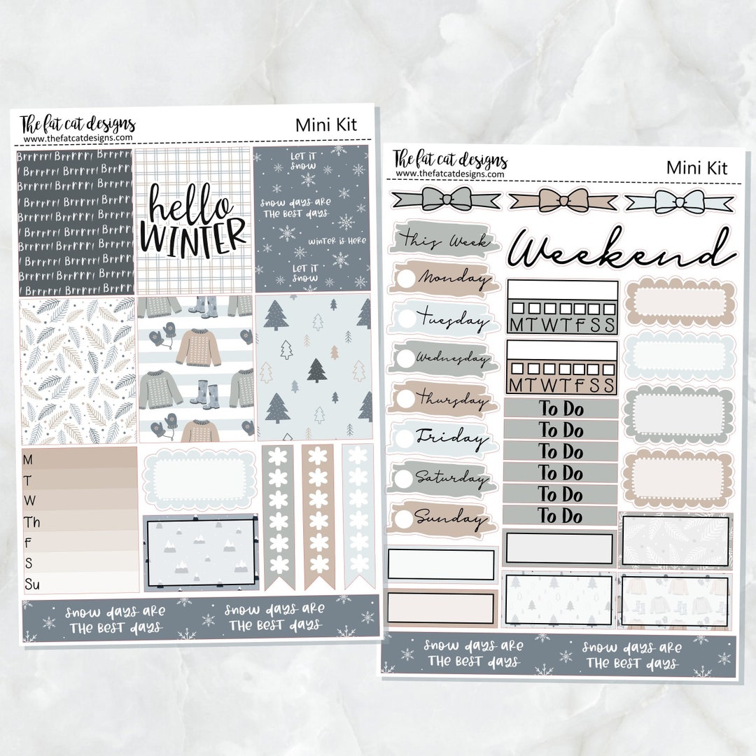 Winter Days Mini Planner Sticker Kit for the Printpression B6 Erin ...