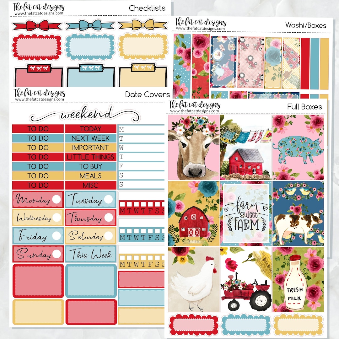 Farm Sweet Farm Planner Stickers Standard Weekly Kit - Etsy