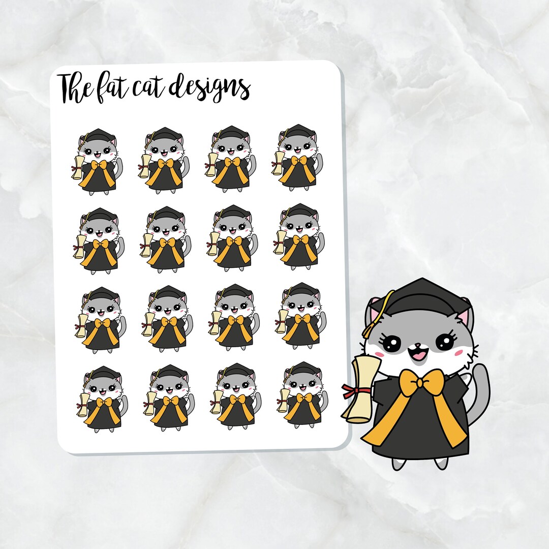 Lily Graduation Exclusive Cat Die Cut and Sticker Sheet Set - Etsy