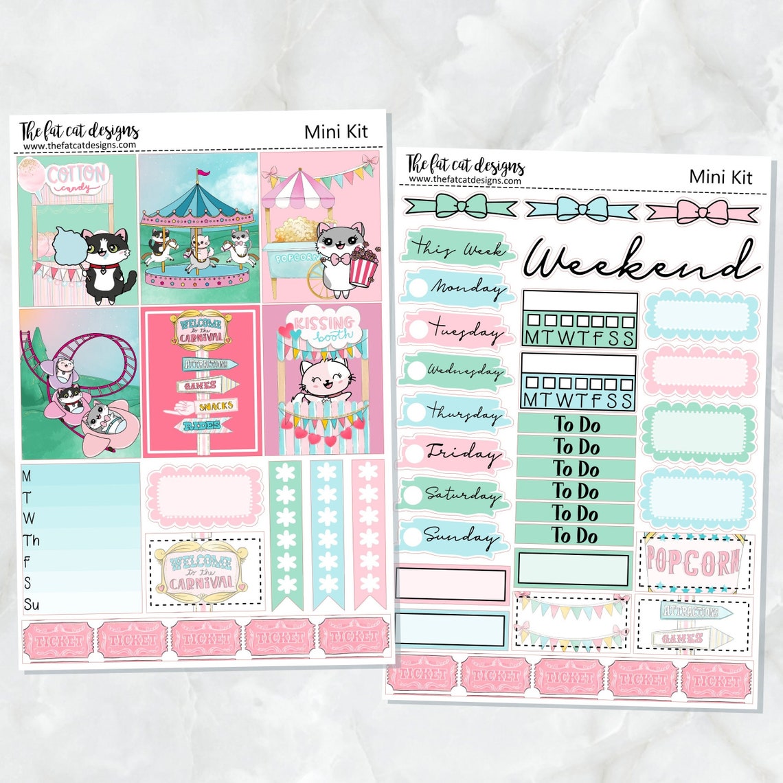 Fun at the Carnival Mini Planner Sticker Kit for the Printpression B6 ...