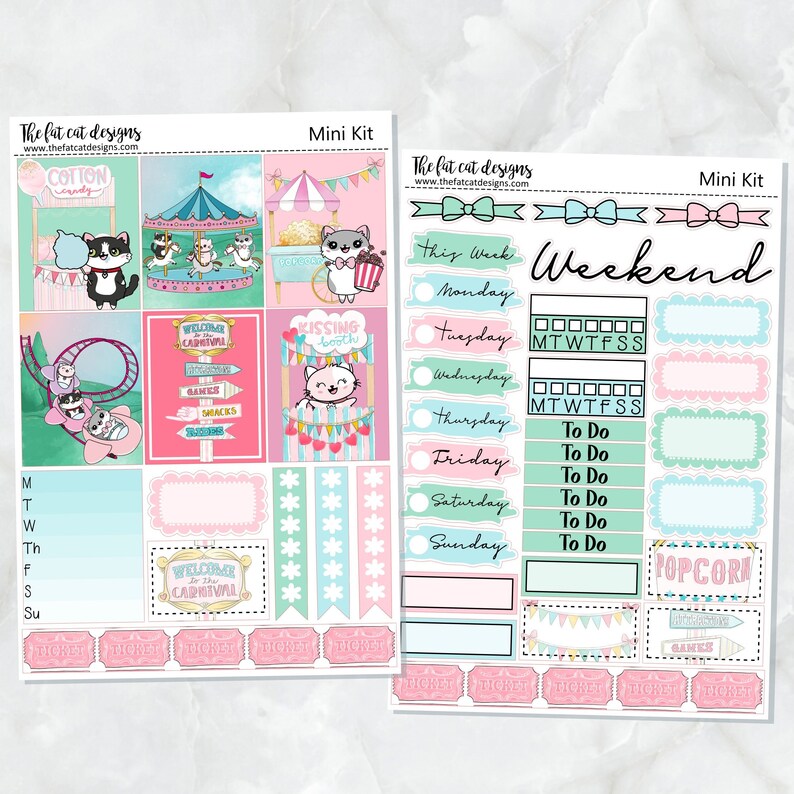 Fun at the Carnival Mini Planner Sticker Kit for the Printpression B6 ...