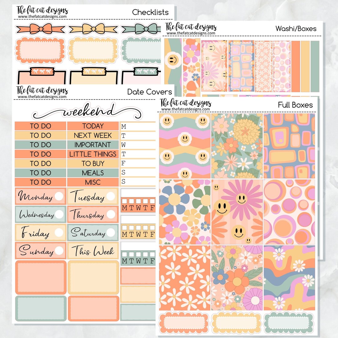 Groovy Days Planner Stickers Standard Weekly Kit - Etsy