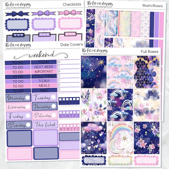 Dreamy Skies Rainbow Planner Stickers Standard Weekly Kit - Etsy