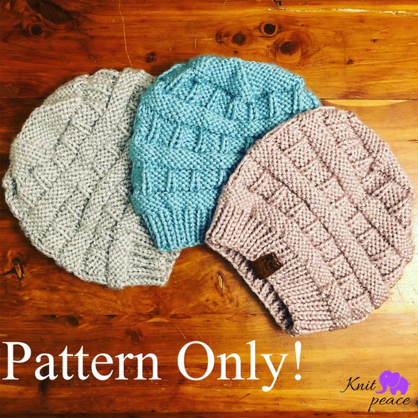 Messy Bun Beanie Pattern - Etsy