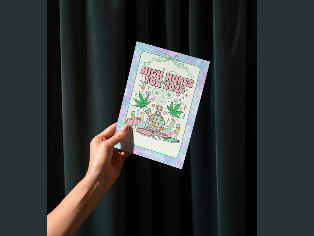High Hopes New Year's Party Greeting Card, Weed Themed NYE Card for ...